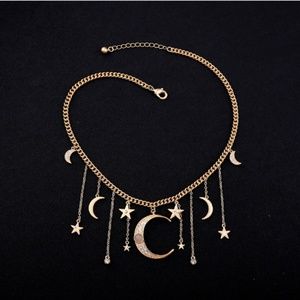 Jewelry | Gold Crystal Moon Star Dangling Choker Collar Boho | Poshmark